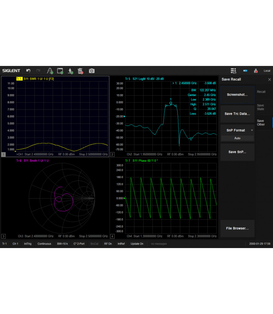 Siglent SNA5002A Analyseur de réseaux vectoriels 9 kHz - 4,5 GHz, 2 ports
